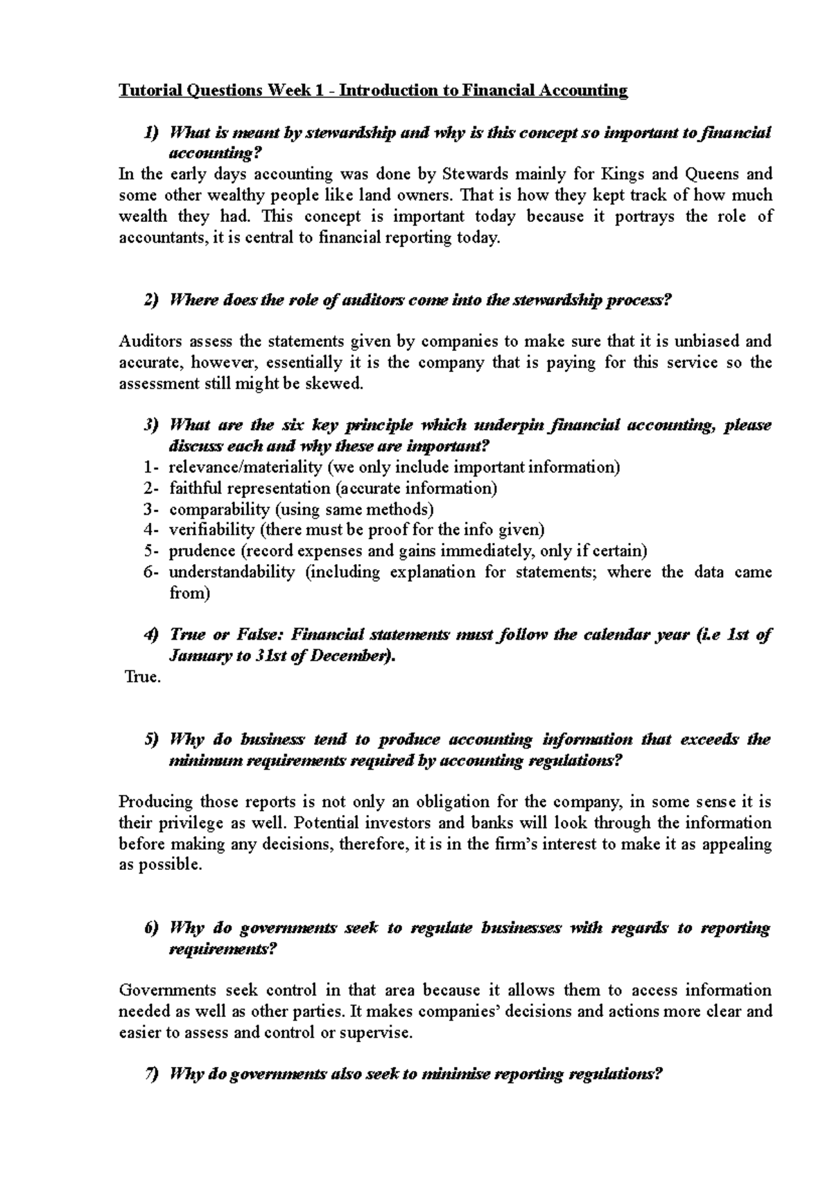 Accounting and Financial Management Tutorial 1 - Tutorial Questions ...