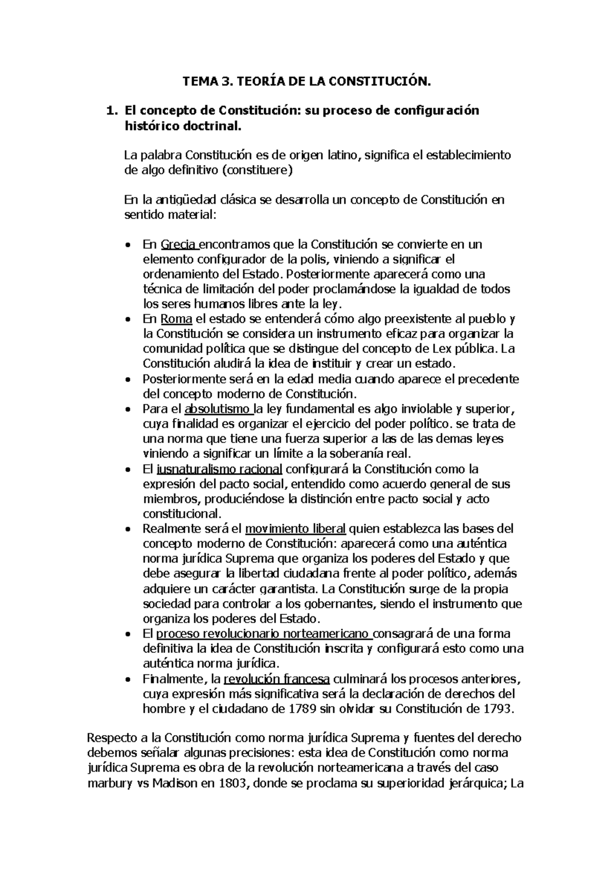 3 Consti - TEMA 3. TEORÍA DE LA CONSTITUCIÓN. El concepto de Constitución: su proceso de - Studocu