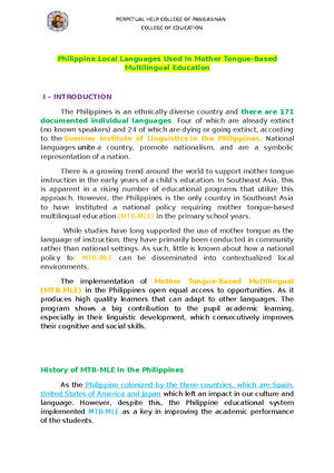 Theories of multilingualism - COLLEGE OF EDUCATION THEORIES OF ...