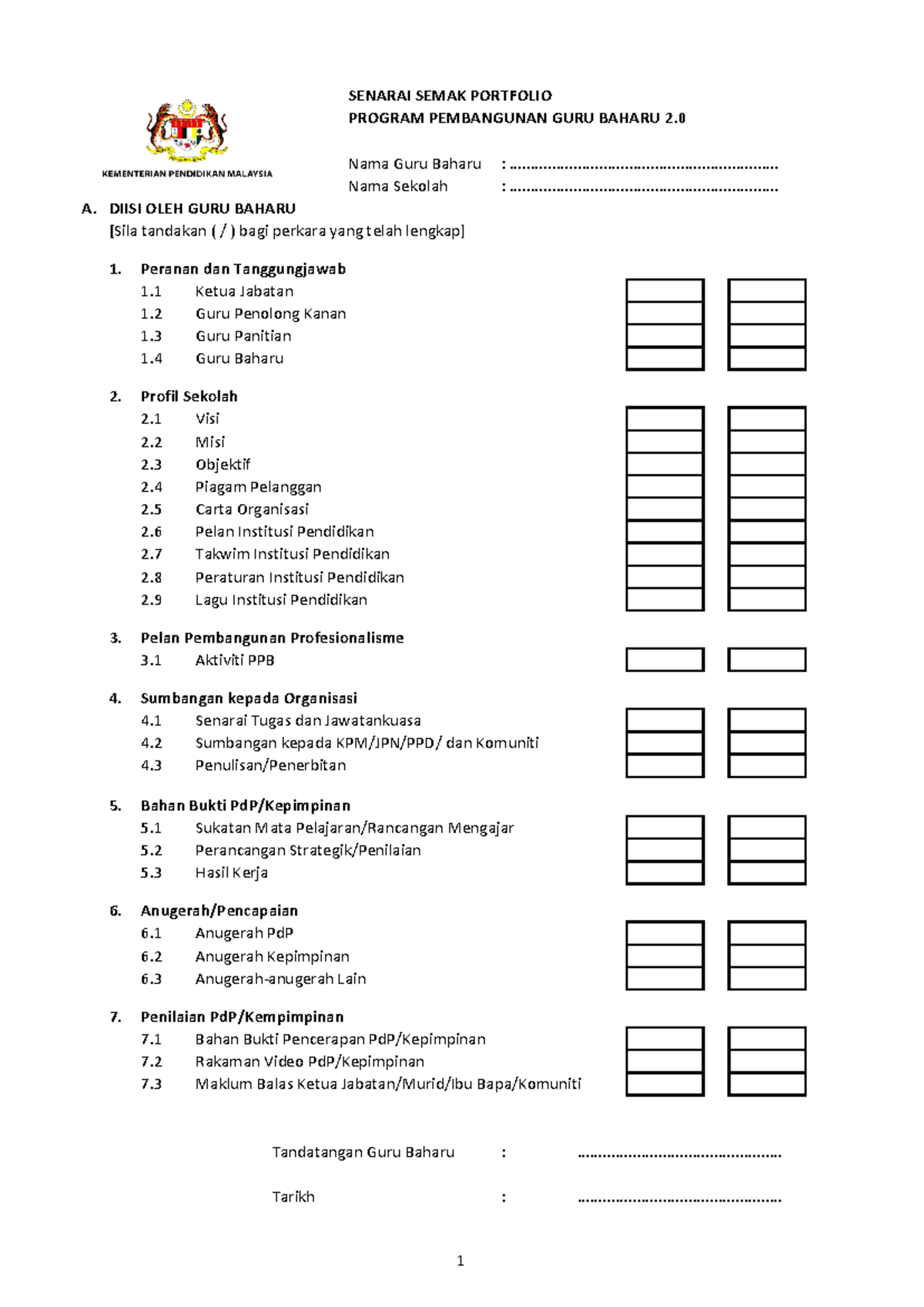 Senarai Semak Portfolio PPGB 2 - SENARAI SEMAK PORTFOLIO PROGRAM ...