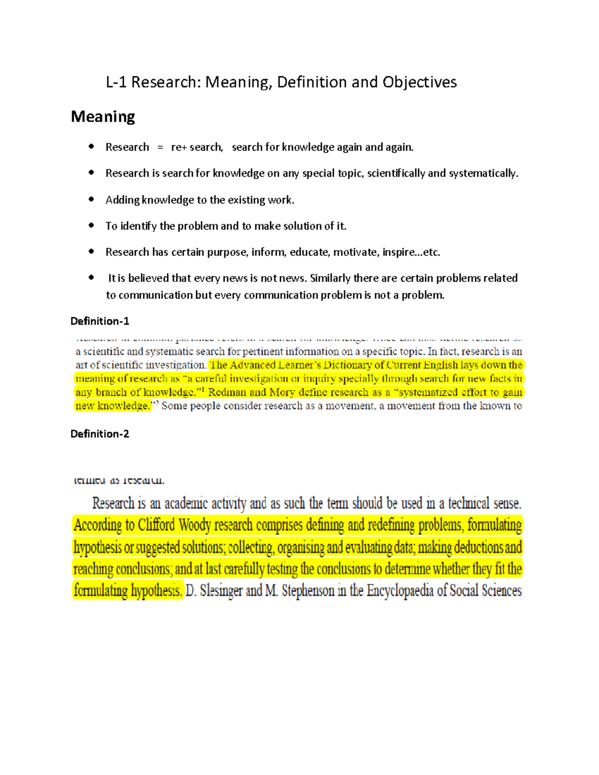 L-1.Meaning Def and Objectives - L-1 Research: Meaning, Definition and ...