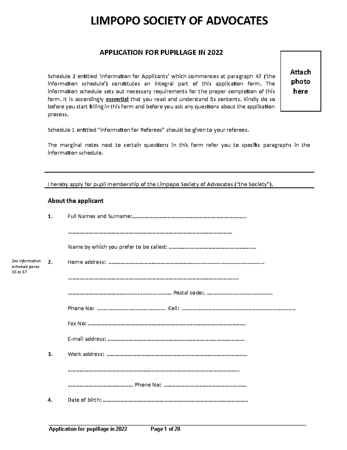 Pupillage application form 2022 - LIMPOPO SOCIETY OF ADVOCATES ...