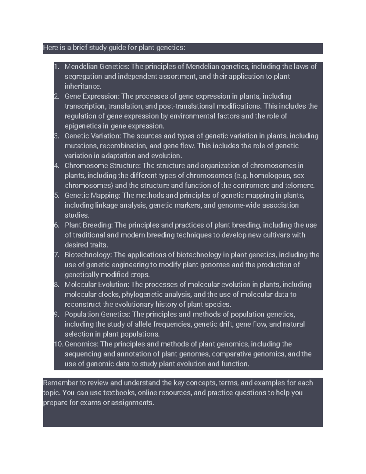 Here is a brief study guide for plant genetics - Here is a brief study ...