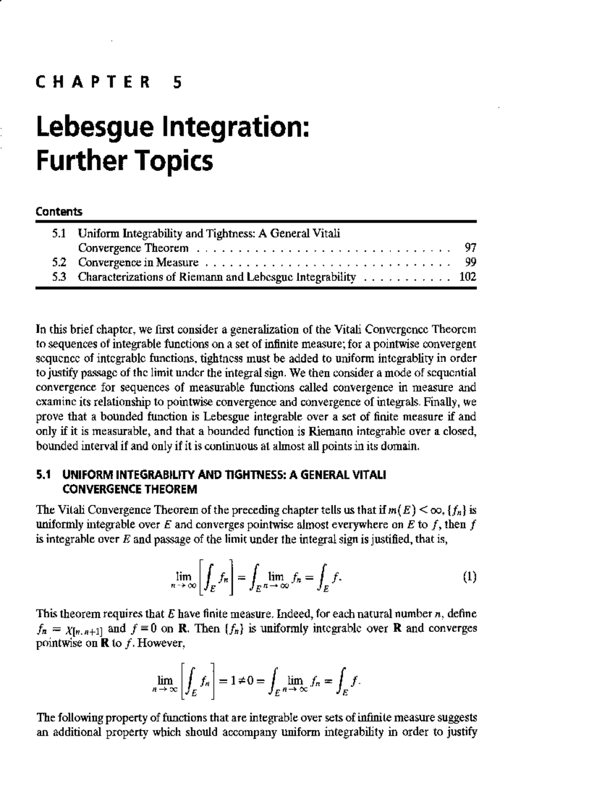 Msc Maths (part-6) Real Analysis (Chapter-5) Lebesgue Integration Further Topics - CHAPTER 5 ...