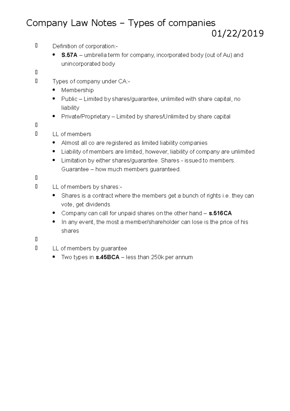 Company Law Notes – Types of companies - Company Law Notes – Types of ...