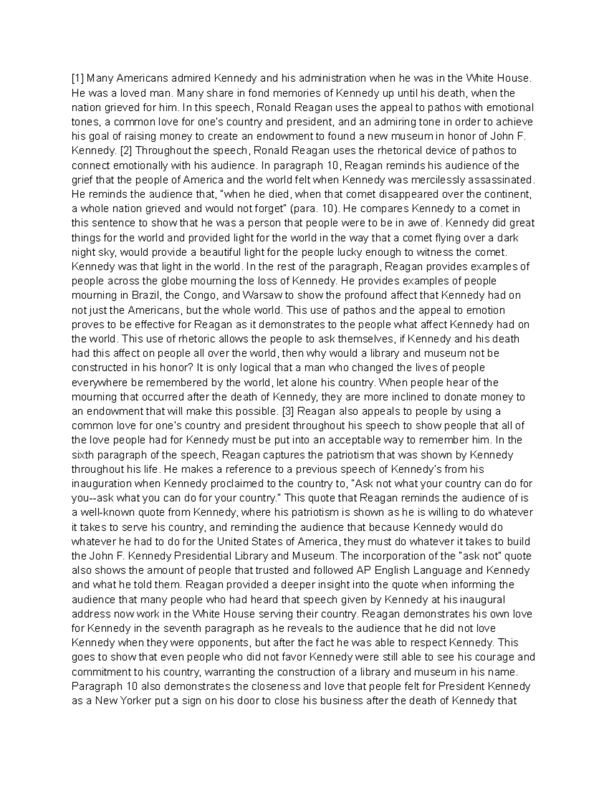22002 0 - 2020 Kennedy College Board Timed Essay - [1] Many Americans ...