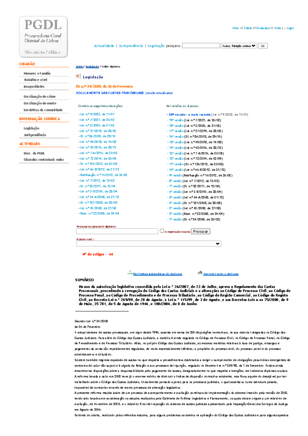 DL n.º 34 2008 , de 26 de Fevereiro RCP - CIDADÃO Menores e Família Trabalho e cível ...