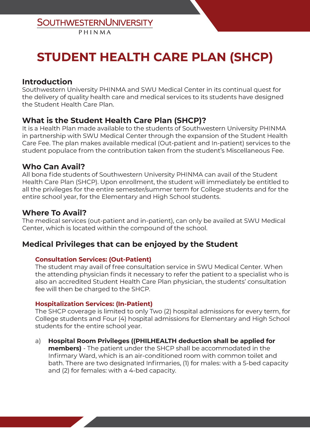 Student-Healthcare-Plan revised - Introduction Southwestern University ...