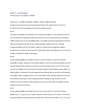 Lab Summary 10 - Chem 1107 - 1 Sochi Onubogu Mr. Nateqi and Ms. Aqdas ...