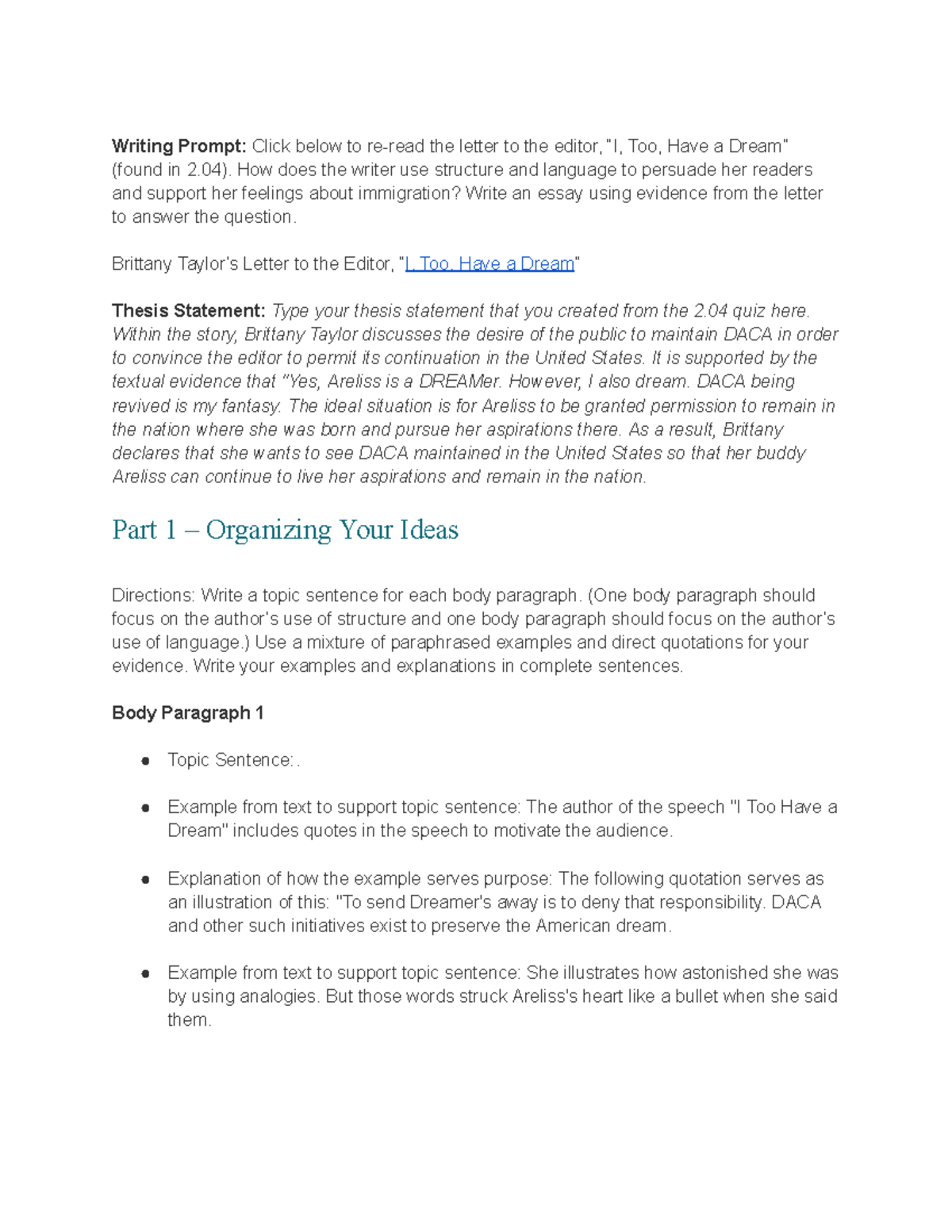 2.06 english - Writing Prompt: Click below to the letter to the editor ...