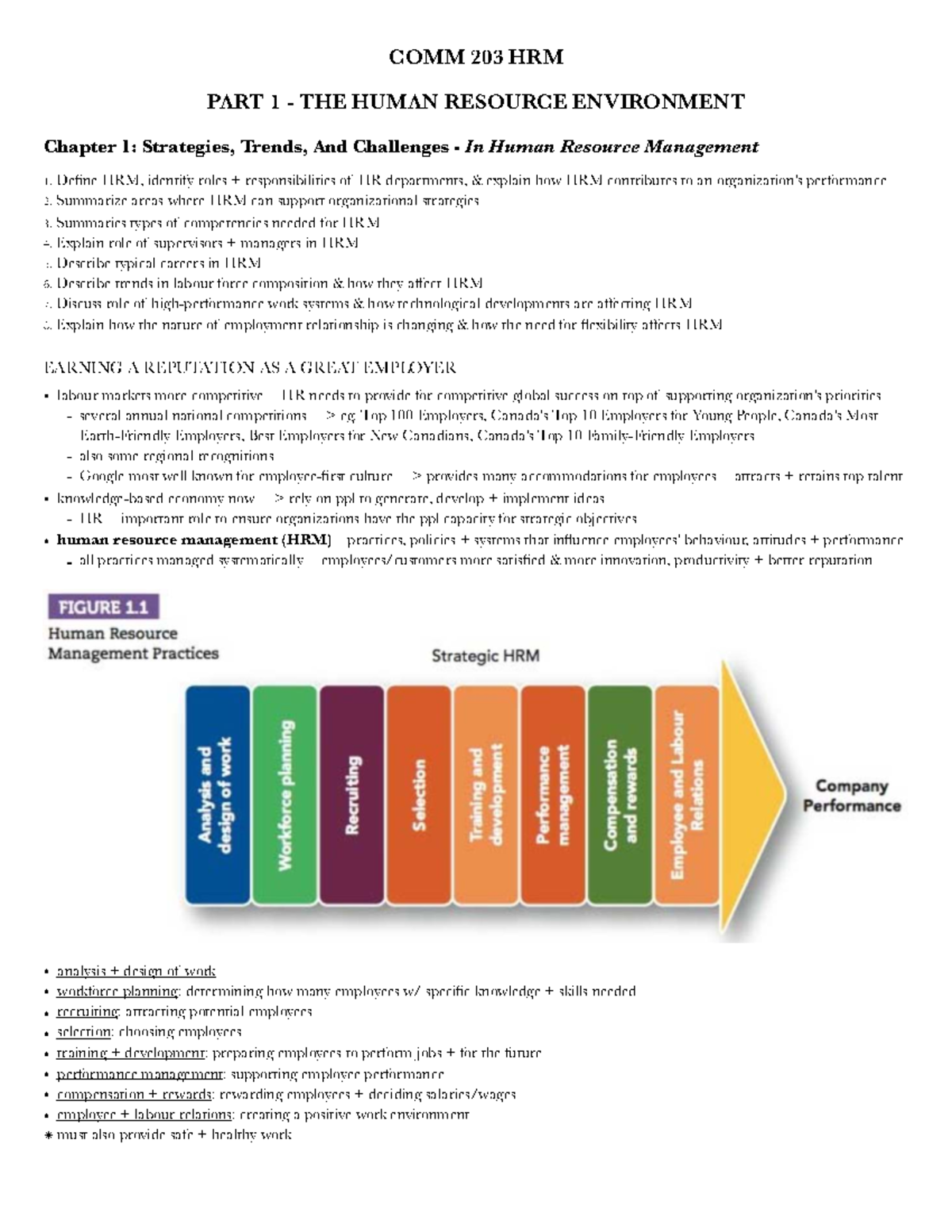 Comm-203 midterm notes - COMM 203 HRM PART 1 - THE HUMAN RESOURCE ...