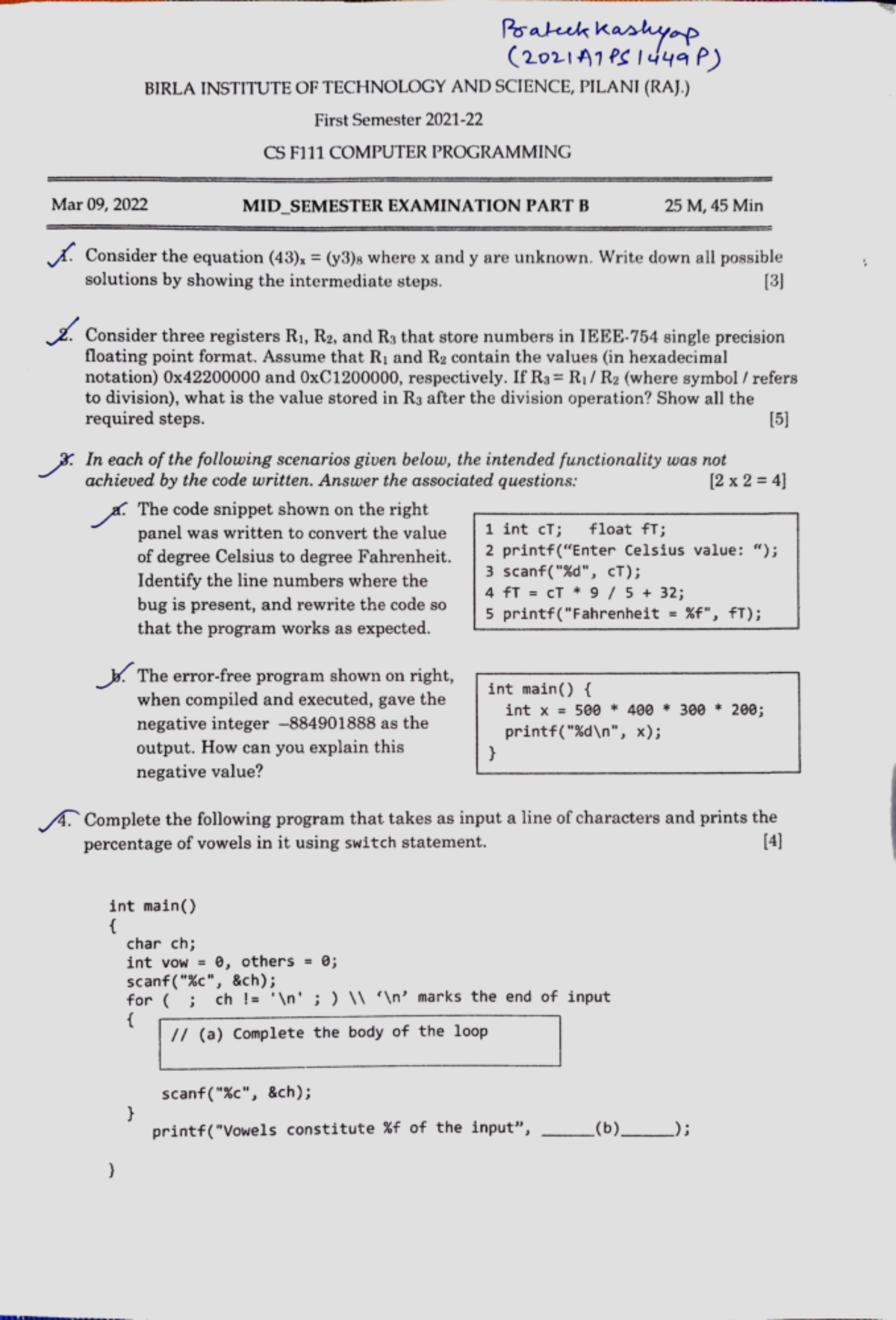 CP Midsem B (NAC) - Computer Programming - Studocu