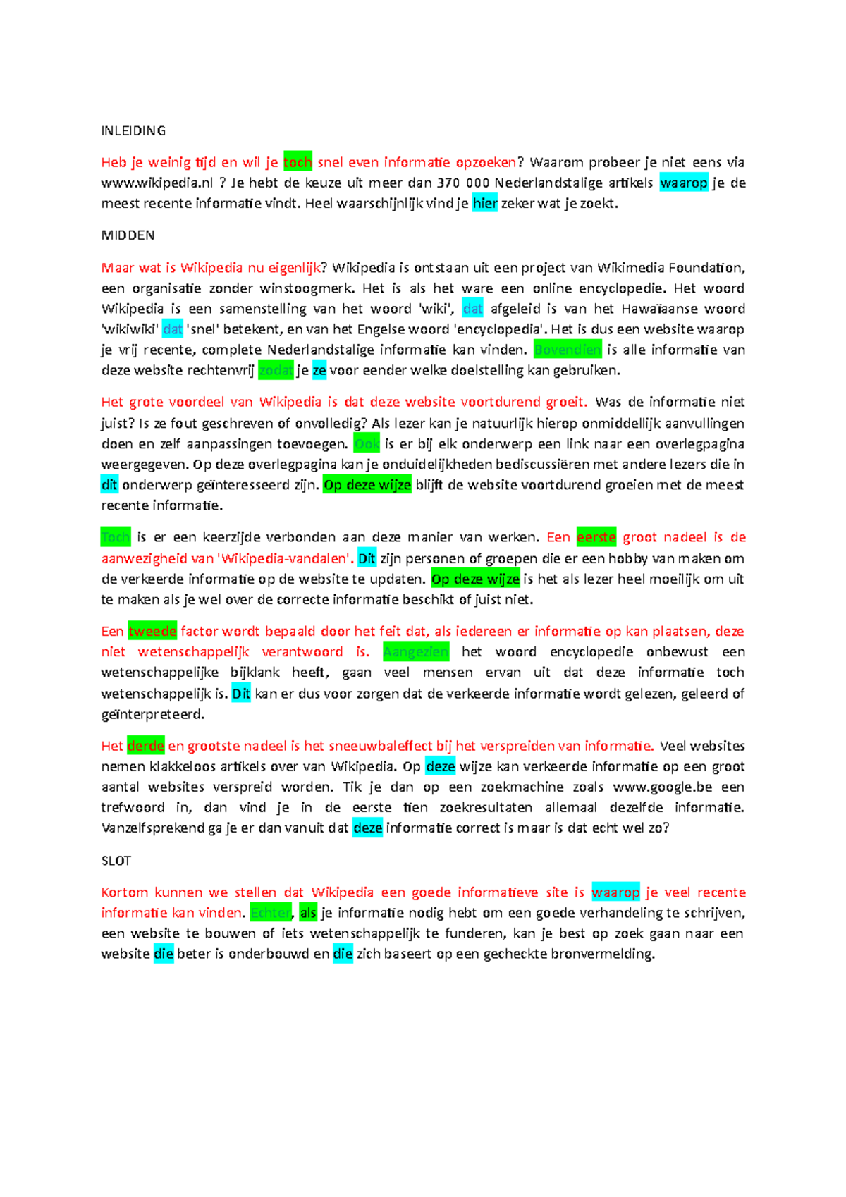 Analyse zakelijke tekst - structuur - INLEIDING Heb je weinig tijd en ...