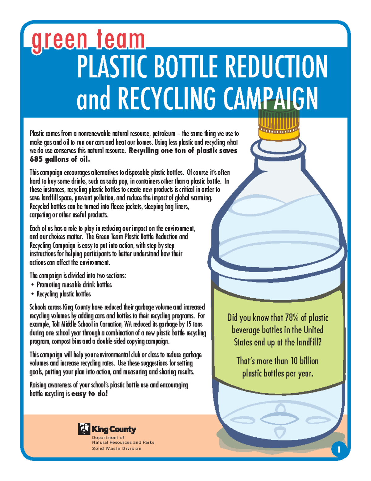 Plastic-Bottle-Campaign - grgreengreen teameen tteaeam PLASTIC BOTTLE ...