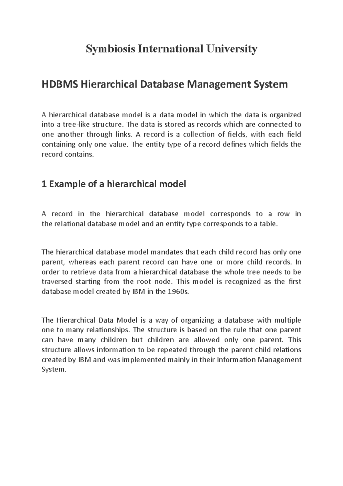 Hierarchical Database Management System - The data is stored as records ...
