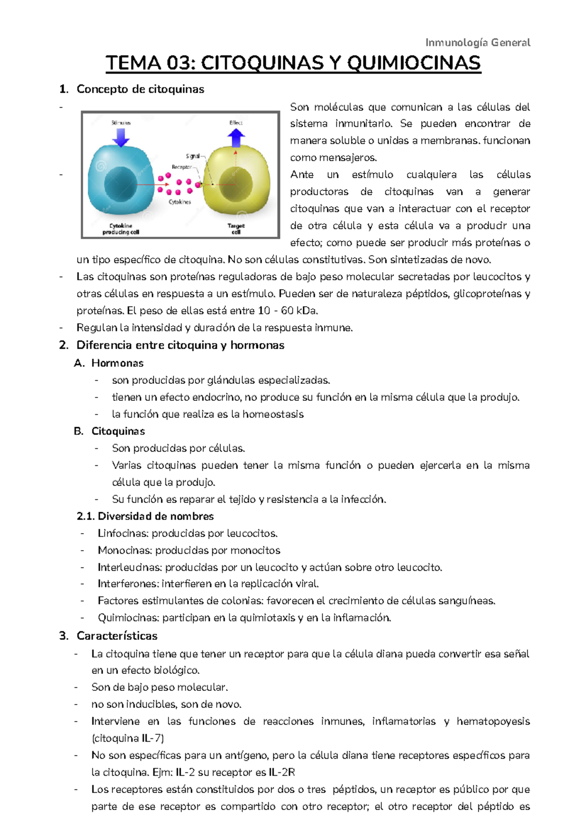 T3 citoquinas y quimiocinas - TEMA 03: CITOQUINAS Y QUIMIOCINAS 1 ...