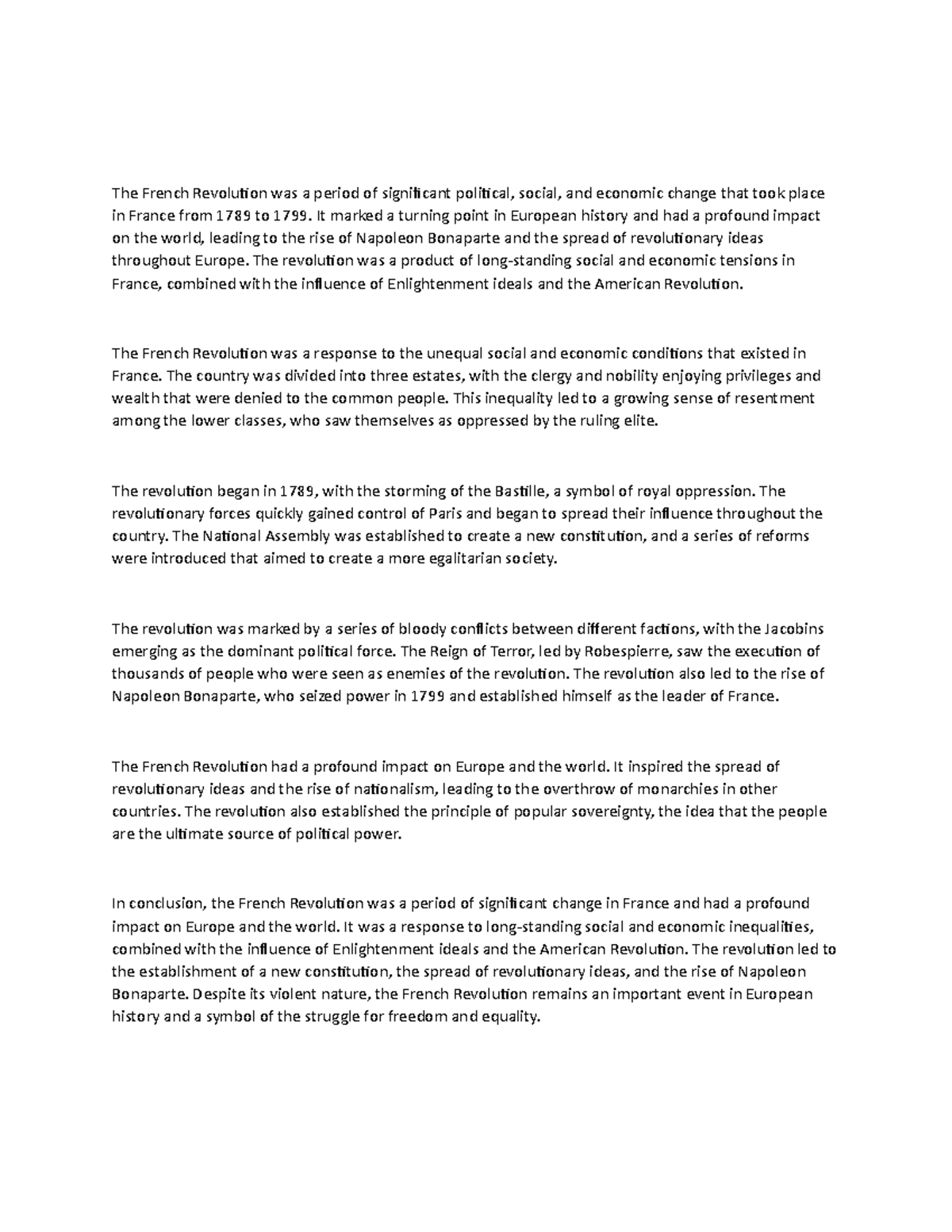 French revolution essay - The French Revolution was a period of ...