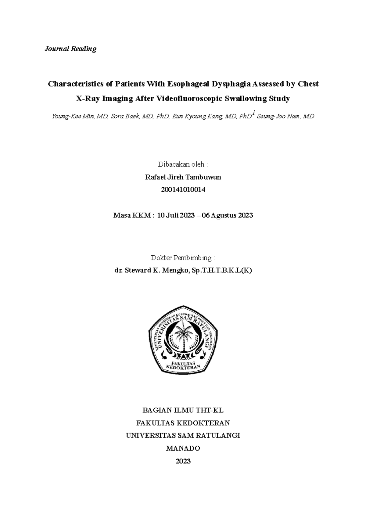 Journal Reading THT Rafael Jireh Tambuwun - Journal Reading ...