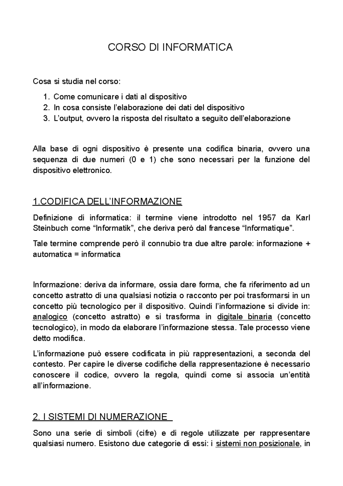 Corso DI Informatica - ddd - CORSO DI INFORMATICA Cosa si studia nel corso: Come comunicare i ...