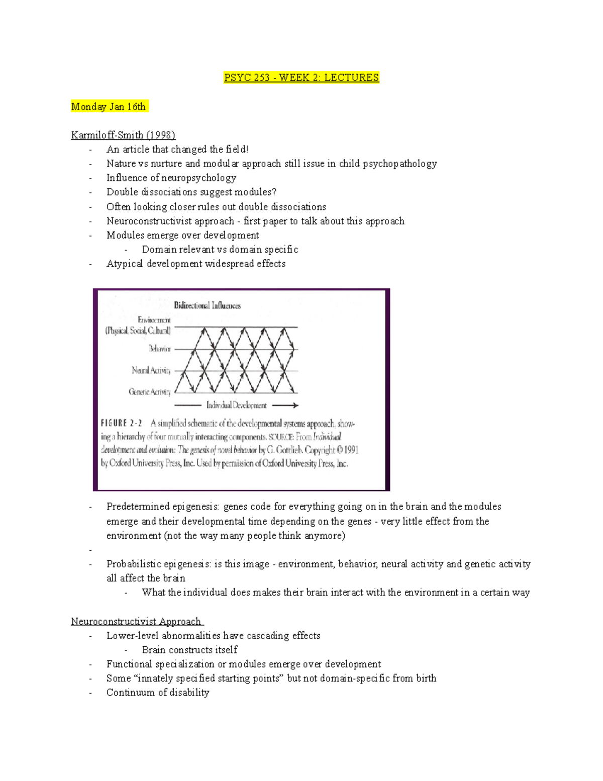 PSYC 253 - WEEK 2 Lectures - PSYC 253 - WEEK 2: LECTURES Monday Jan ...
