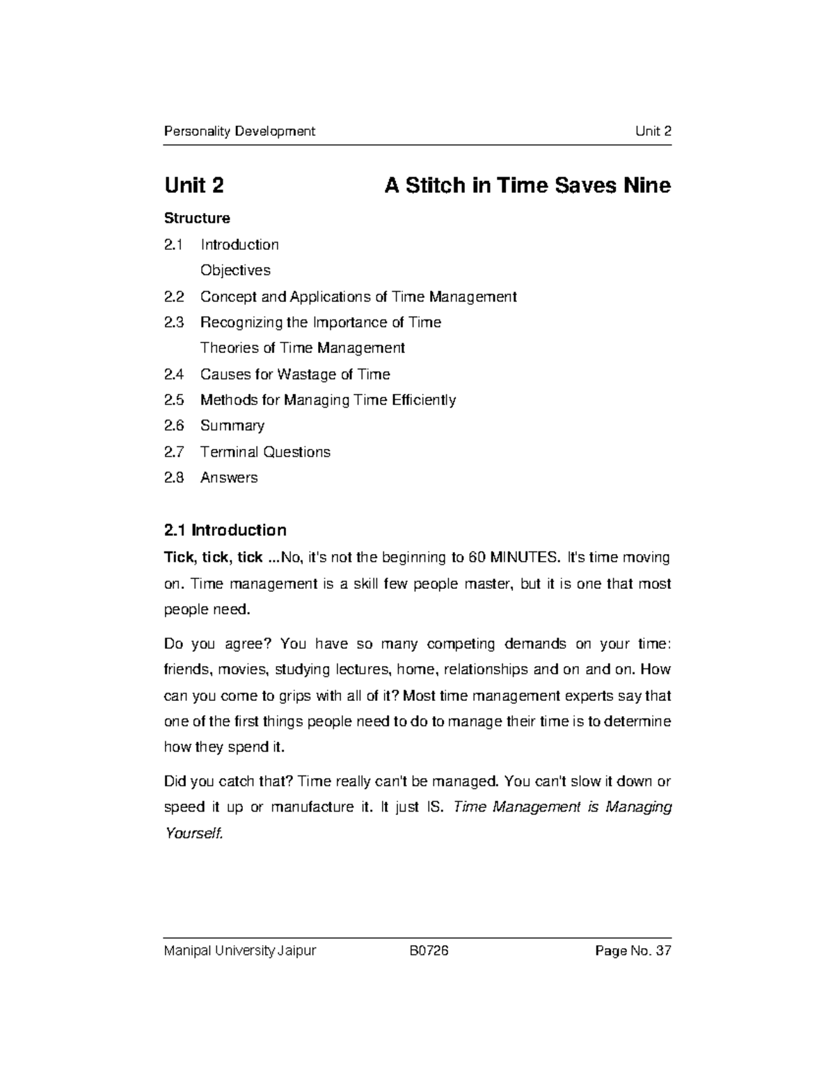 Unit 02 - A Stitch in Time Saves Nine - Unit 2 A Stitch in Time Saves ...