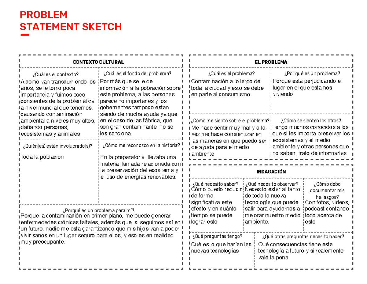 Problem Statement Sketch ED 1 - PROBLEM STATEMENT SKETCH ¿Cuál es el ...