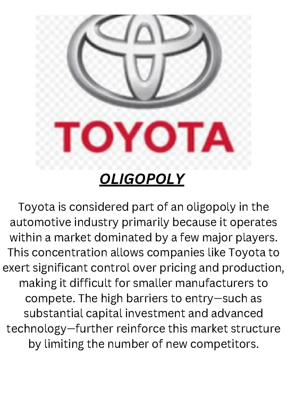 Copy of BDO stands for Banco de Oro - OLIGOPOLY Toyota is considered ...