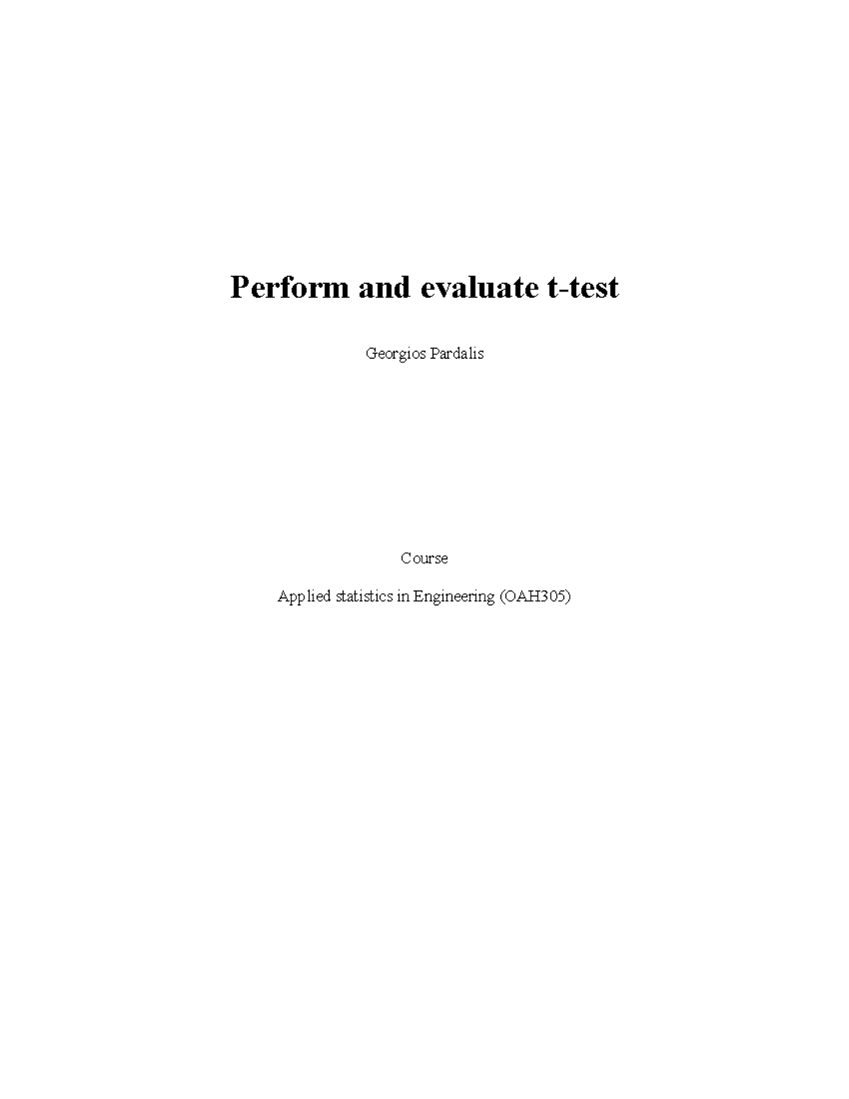 Assignment 1- Perform and evaluate t-test - student 11 - Perform and ...