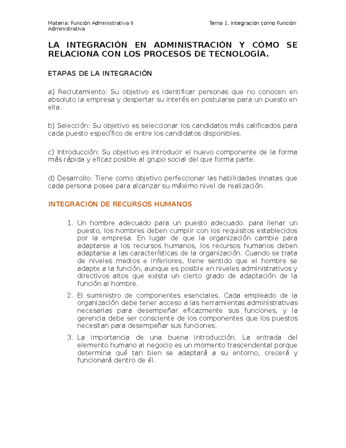 Etapas de la Integración - Administrativa LA INTEGRACIÓN EN ...
