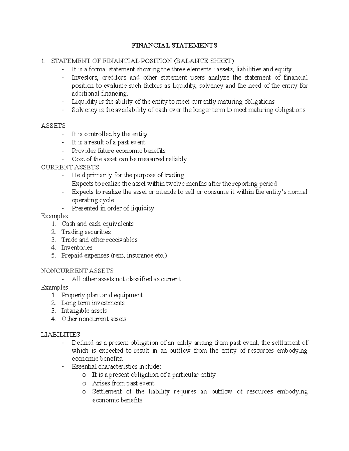 9 Financial Statements Module - FINANCIAL STATEMENTS 1. STATEMENT OF ...