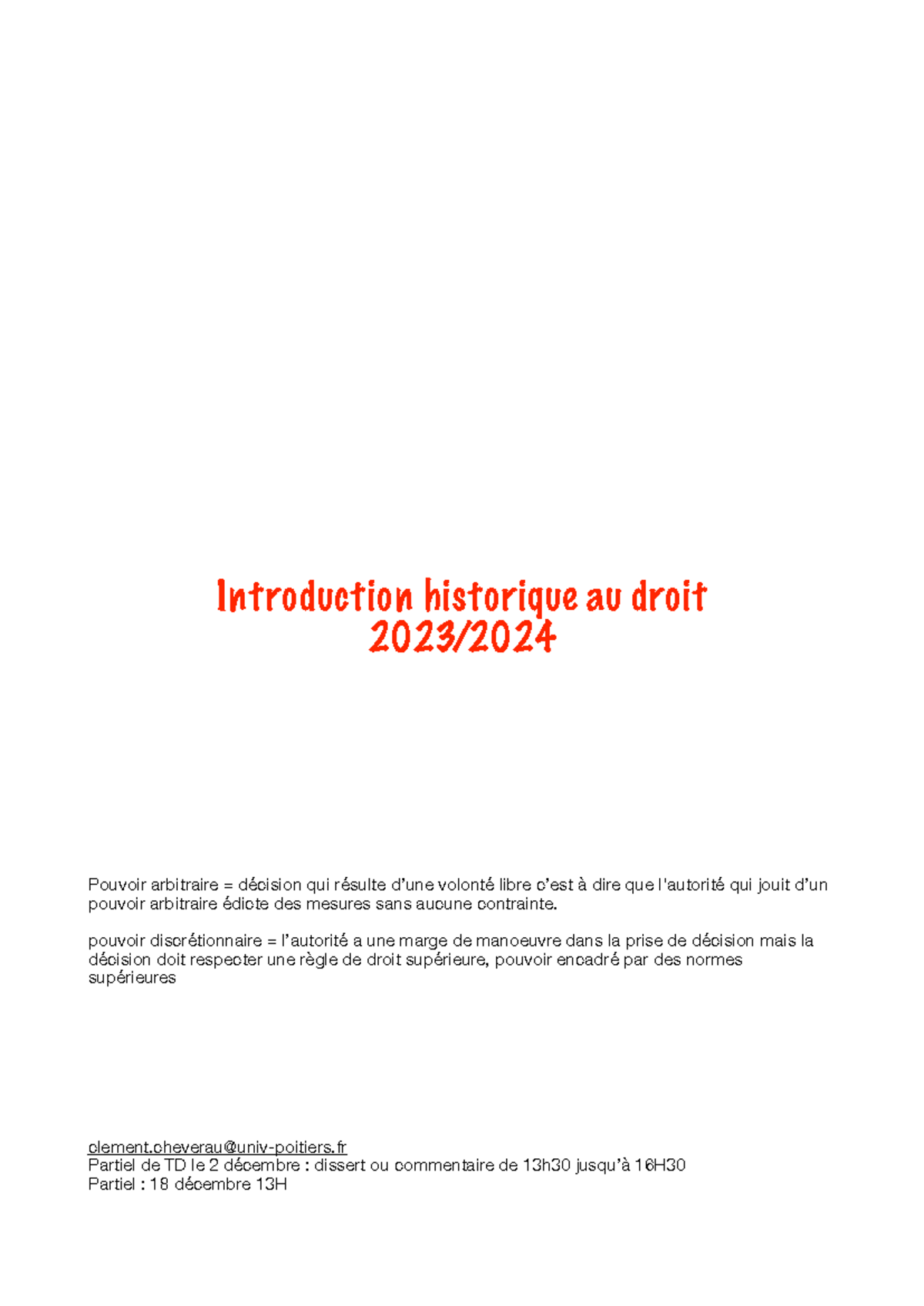 Introduction historique du droit complet - Introduction historique au droit 2023/ Pouvoir ...