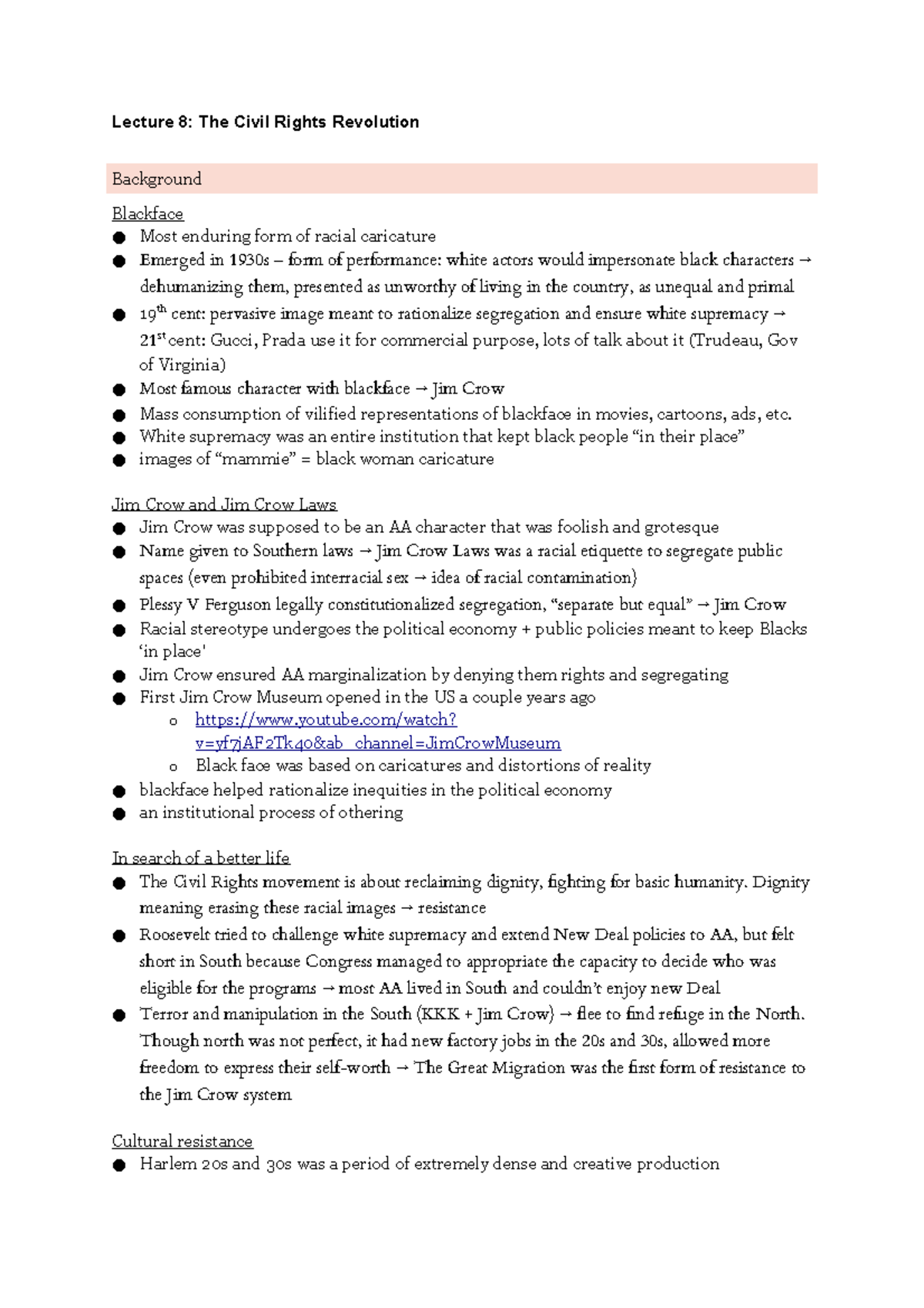 Lecture 8 The Civil Rights Revolution - Lecture 8: The Civil Rights ...