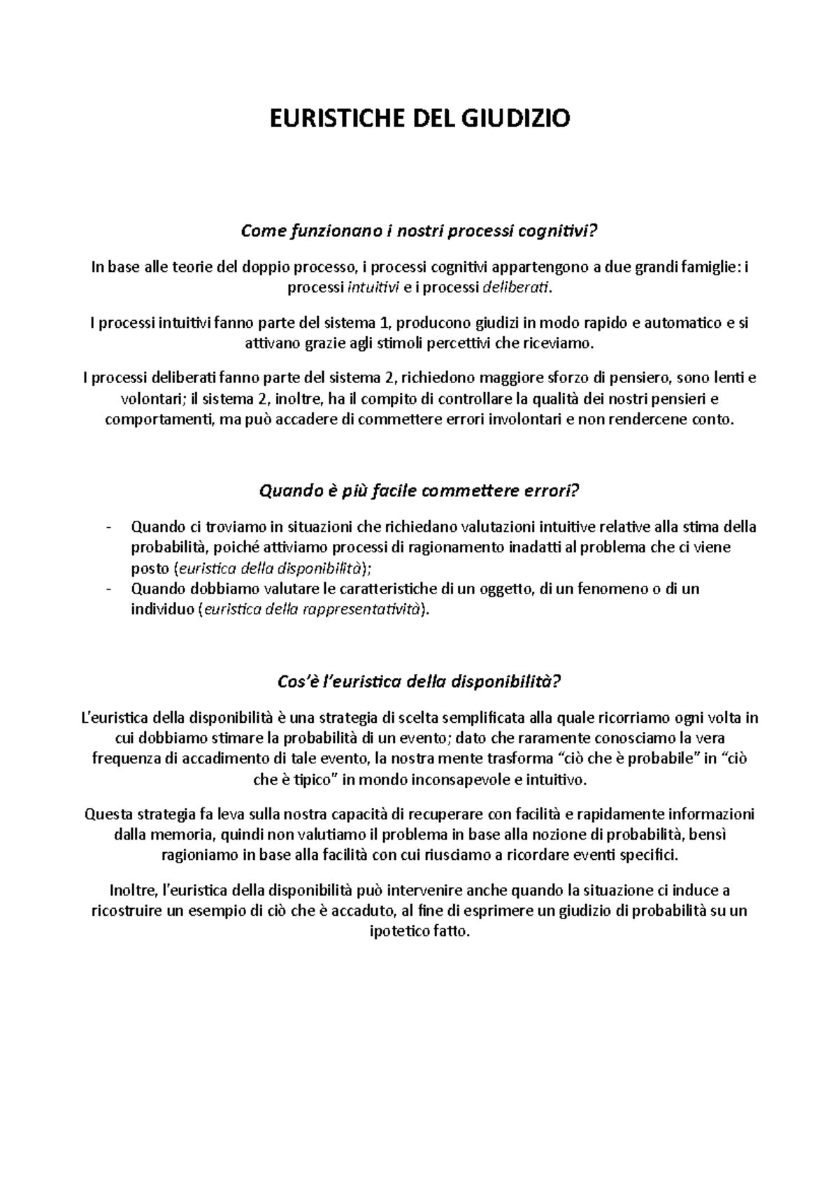 Euristiche DEL Giudizio - EURISTICHE DEL GIUDIZIO Come funzionano i ...