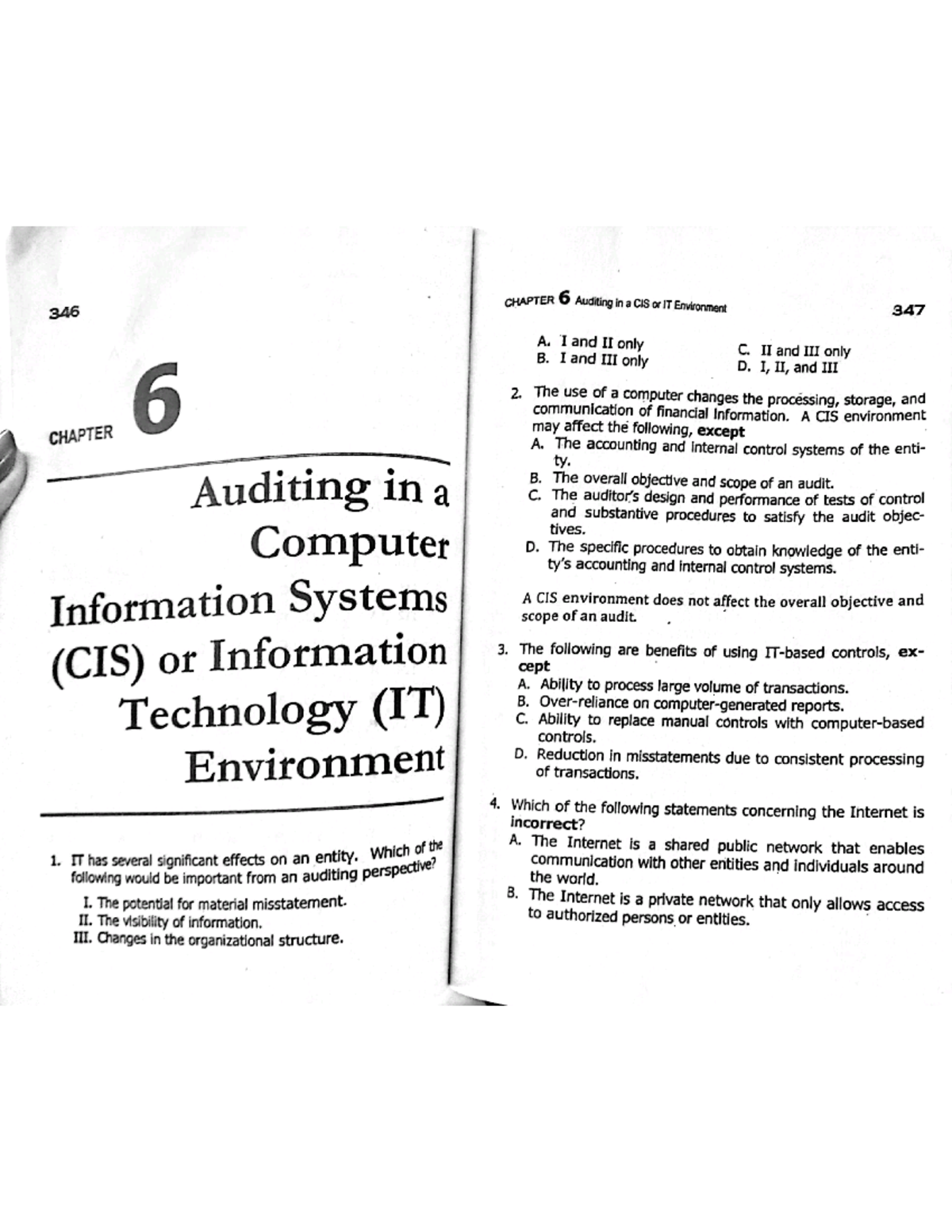 Inbound 4964325080925849650 - CHAPTER 6 Auditing in a CIS or IT ...