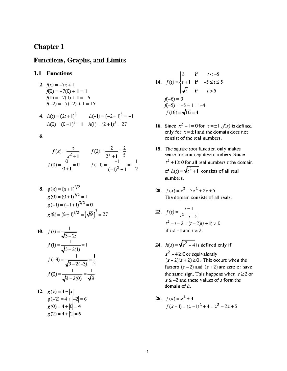 Chapter 1 - Lecture notes 1,3 - 1 Chapter 1 Functions, Graphs, and ...