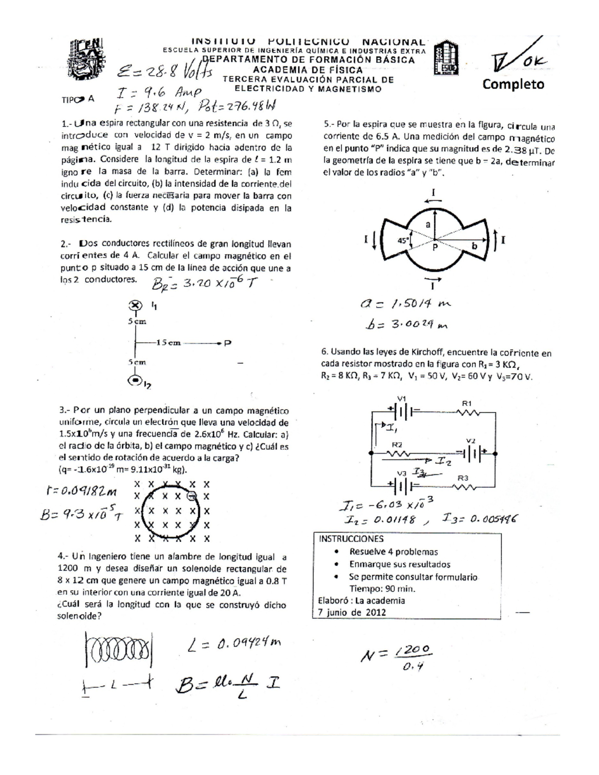 3er ex E y M completo - Examen de electricidad y magnetismo - youtube/watch?v=A_-qwXeA-Gc ...