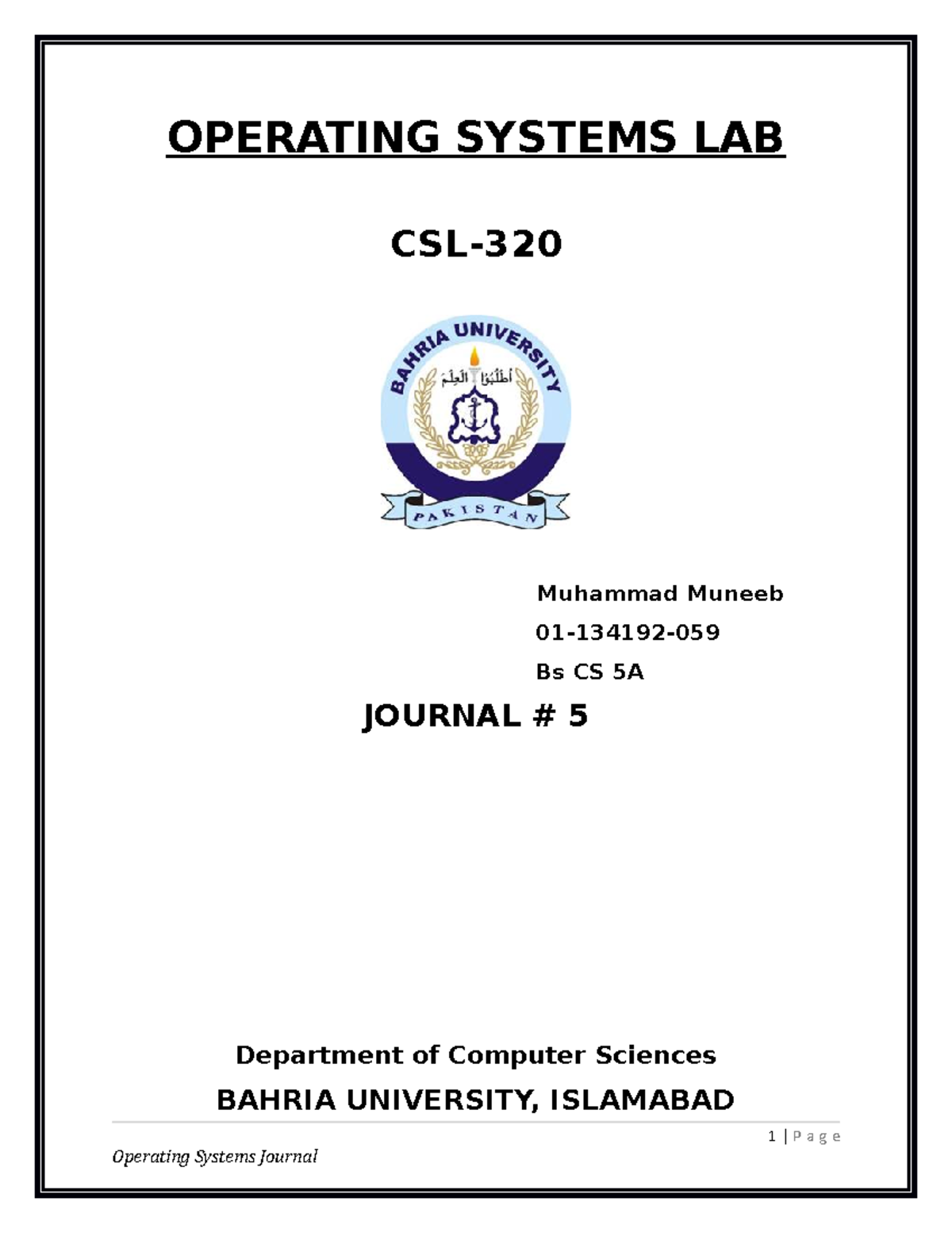OS Journal 5 06072021 013027 pm - OPERATING SYSTEMS LAB CSL- Muhammad ...