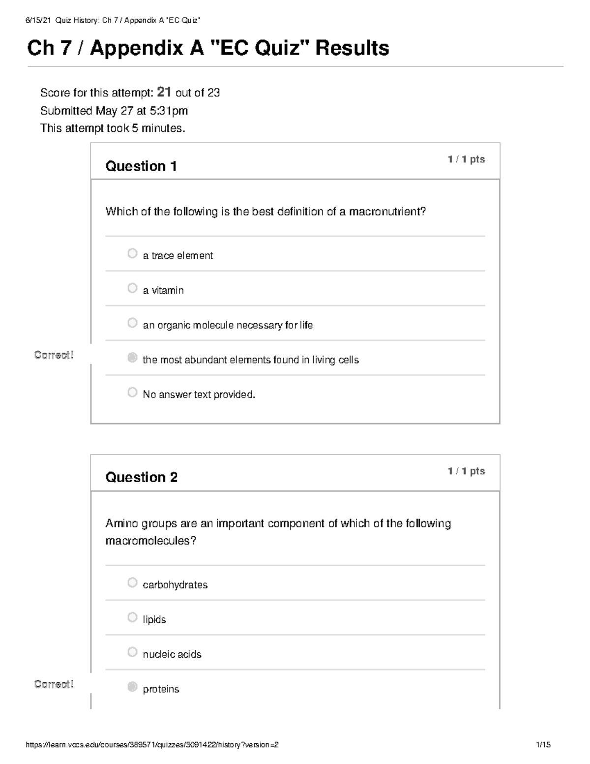 Ch7 Extra Credit Quiz - Ch 7 / Appendix A "EC Quiz" Results Score for ...