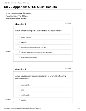 Extra credit quiz 1 - BIO 150 - LFCC - Studocu