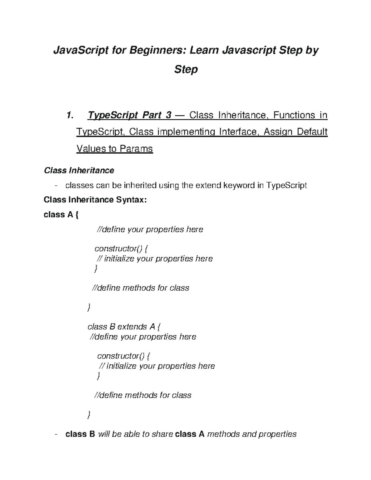 Type Script Part 3 - Lecture notes 9-11 - JavaScript for Beginners ...