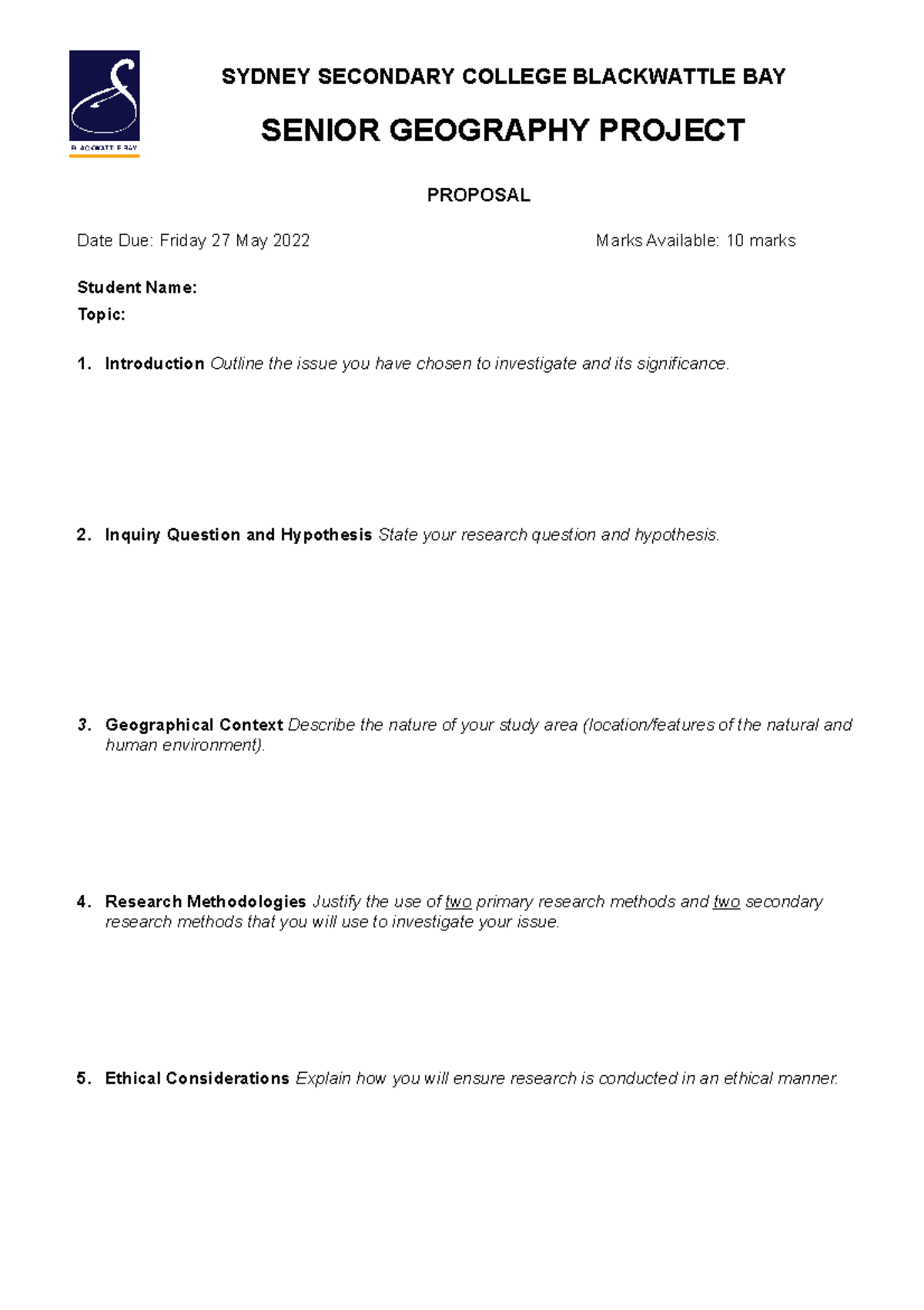 SGP Proposal Template - tmeplate for SGP - SYDNEY SECONDARY COLLEGE ...