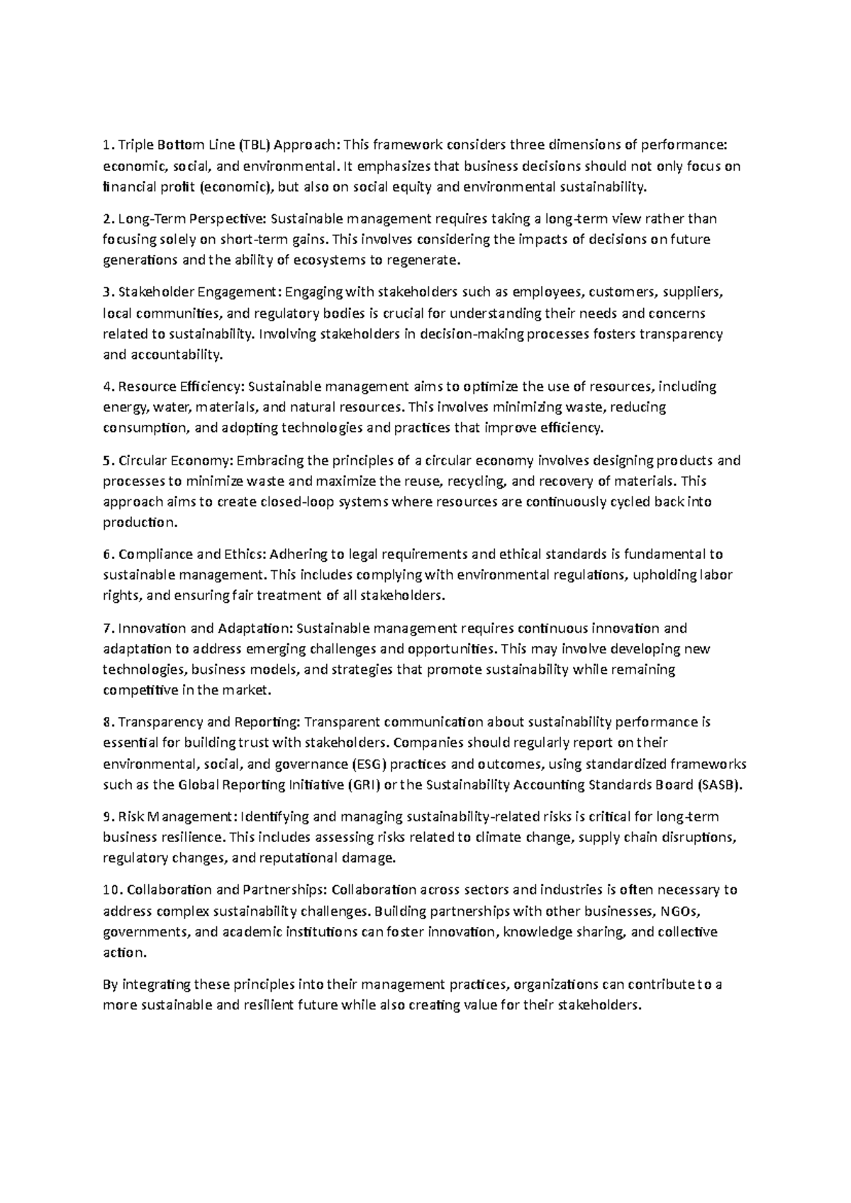 Managment Explained - Notes for managements - Triple Bottom Line (TBL ...