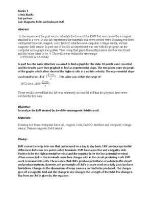 Current Balance Lab Report - I. Basic Information - Current Balance Lab ...