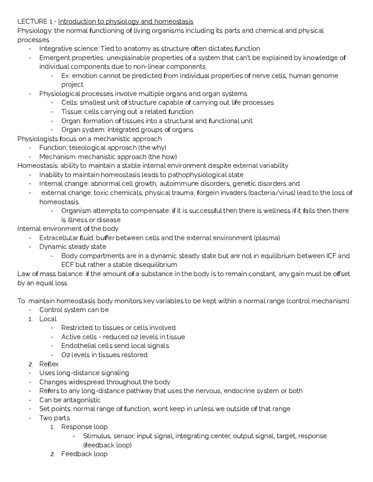 Cell Membranes and Homeostasis - LECTURE 1 - Introduction to physiology ...
