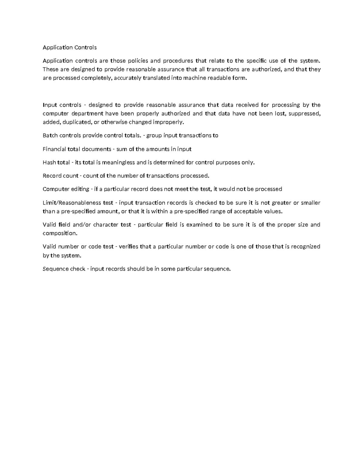 Application Controls - Application Controls Application controls are ...