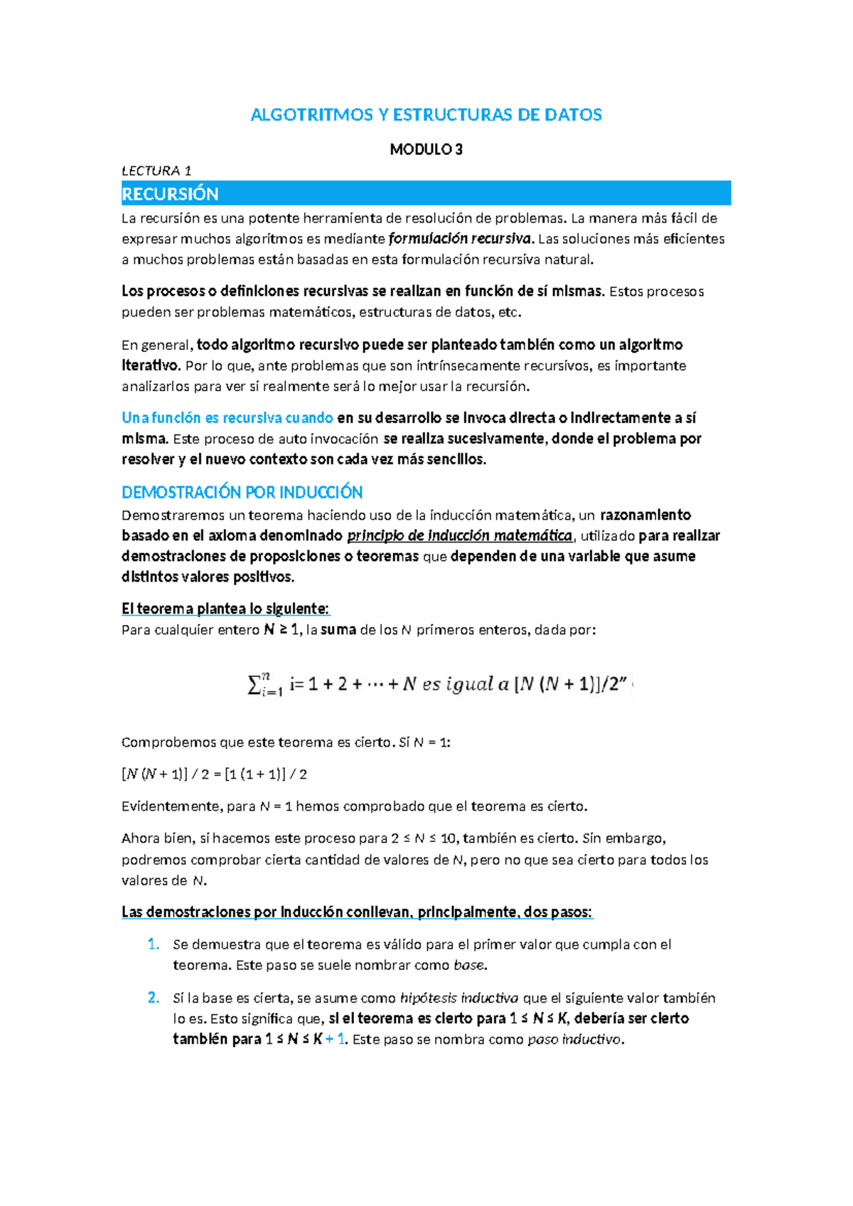Algoritmos Y Estrutura DE D. - M3&M4 - ALGOTRITMOS Y ESTRUCTURAS DE ...