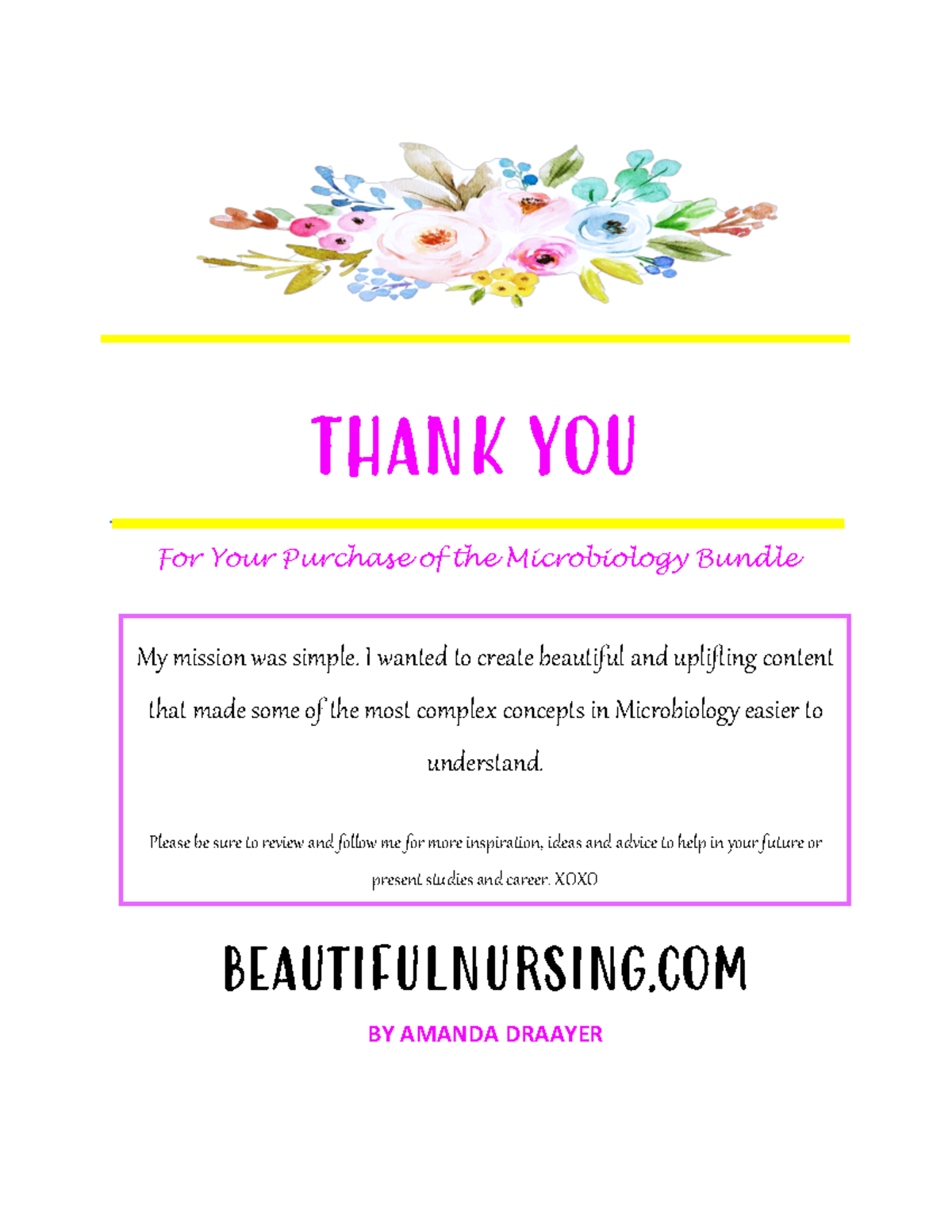 Microbiology - Class notes - THANK YOU For Your Purchase of the ...