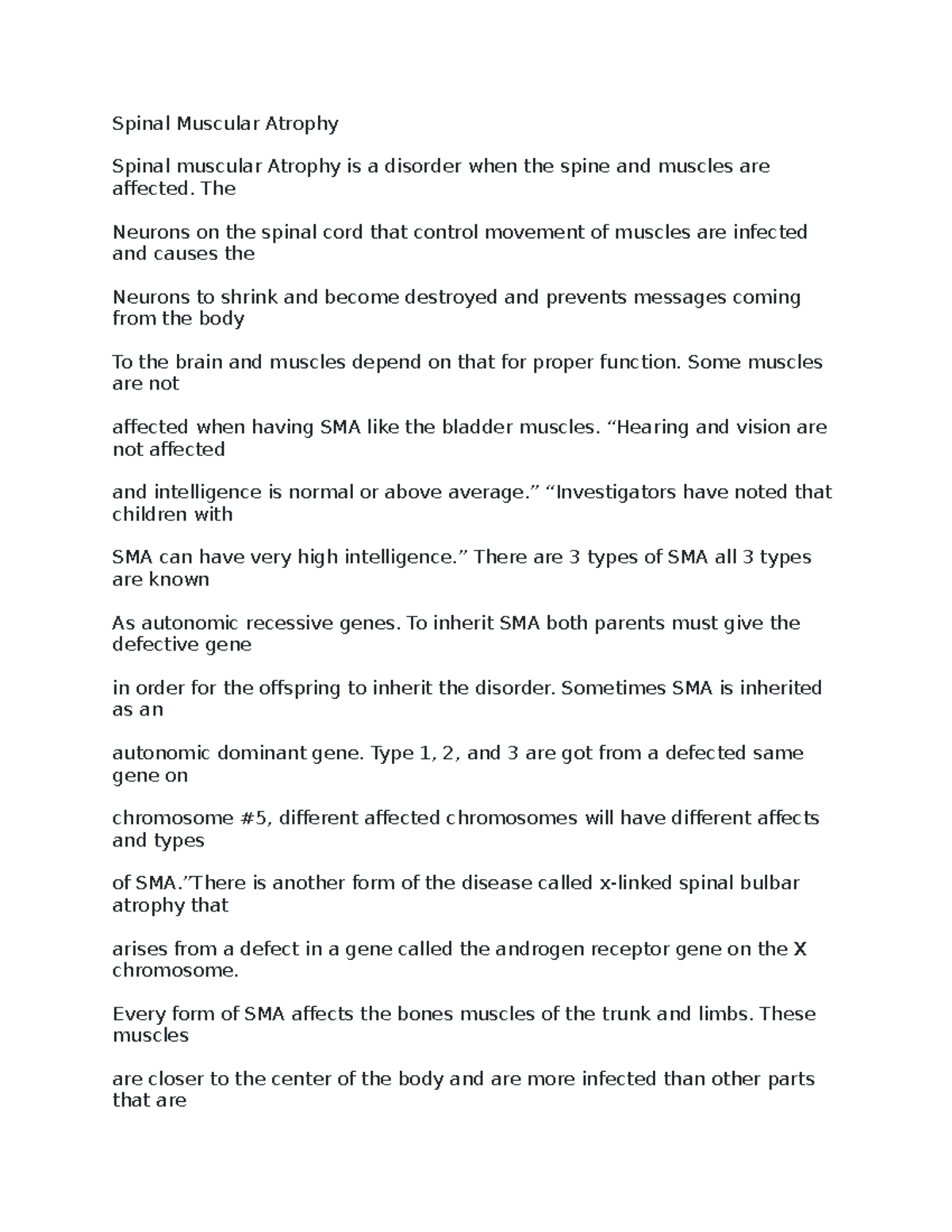 Spinal Muscular dystrophy - Spinal Muscular Atrophy Spinal muscular ...