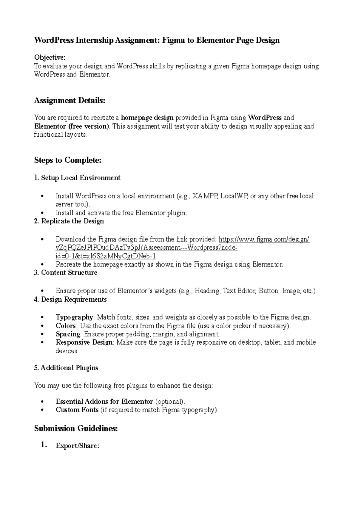 Assessment - information - WordPress Internship Assignment: Figma to ...