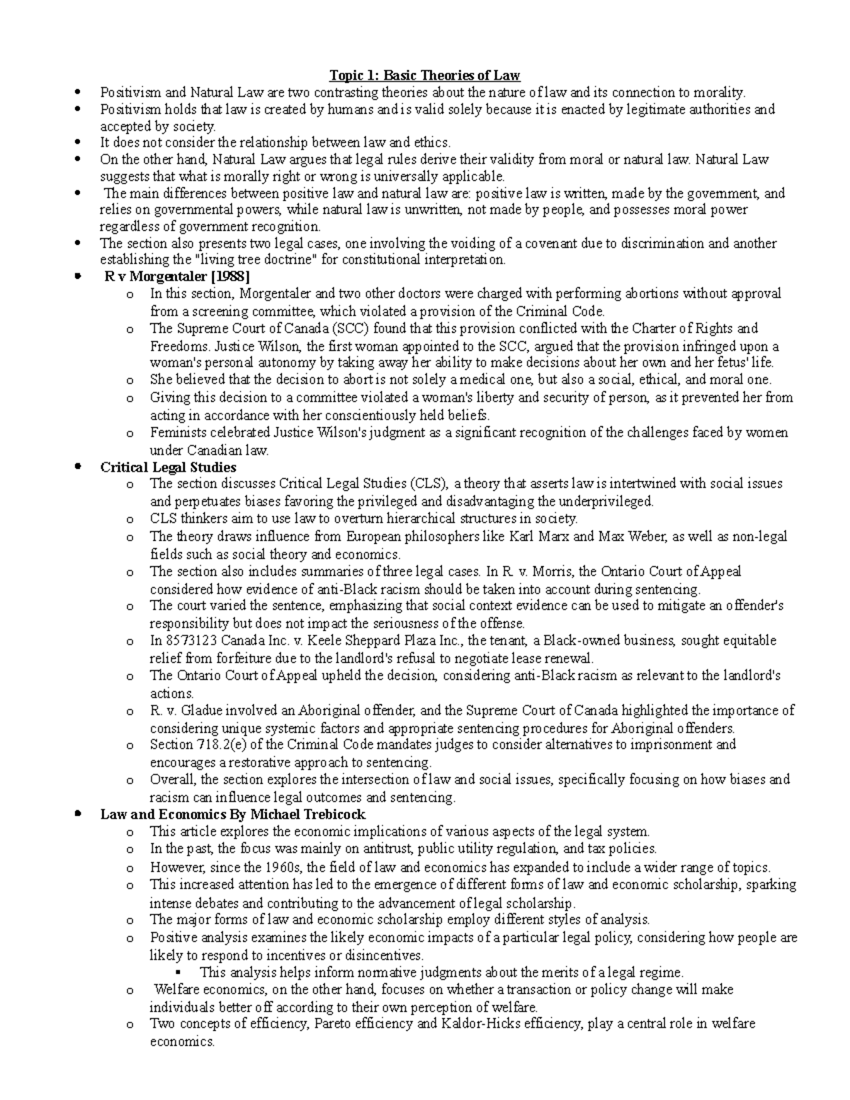 Foundations Summary - Notes - Topic 1: Basic Theories of Law Positivism ...
